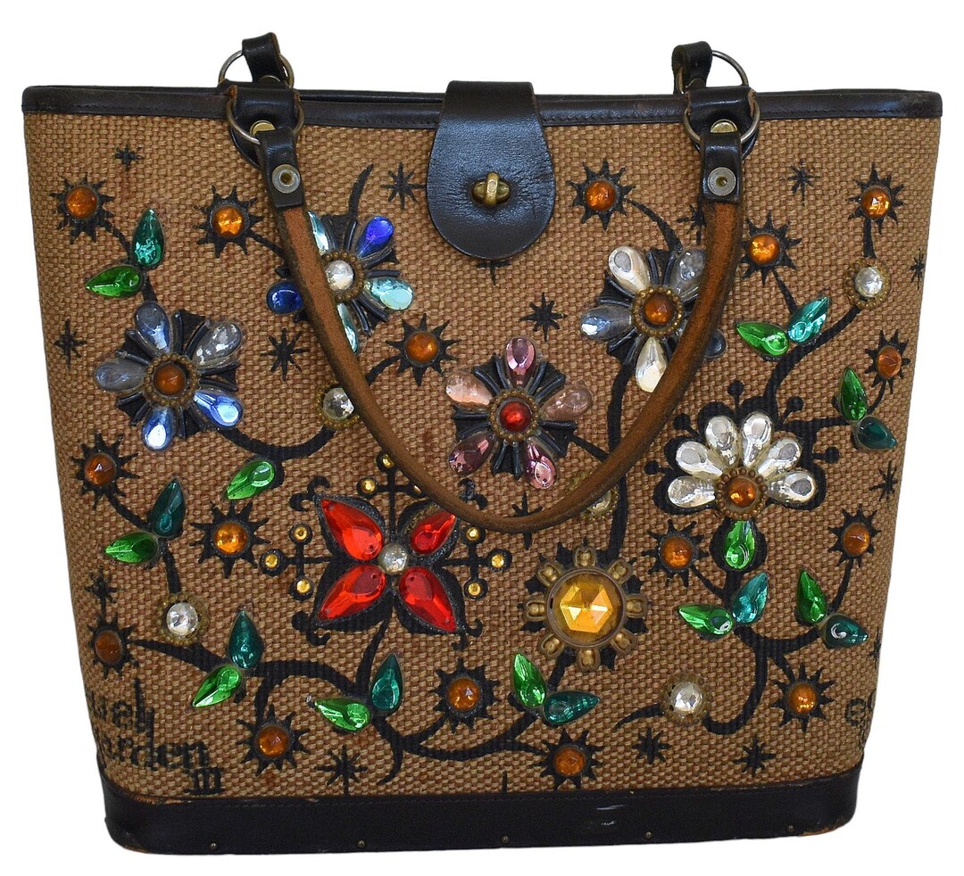 Vintage 60s Enid Collins Jewel Garden III Bucket Purse, Top Handle ...