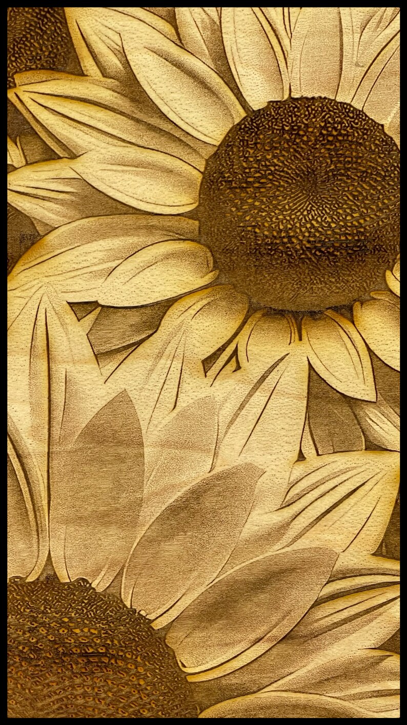 Laser Engraved Wooden Wall Art - Sunflower Field Design - Etsy