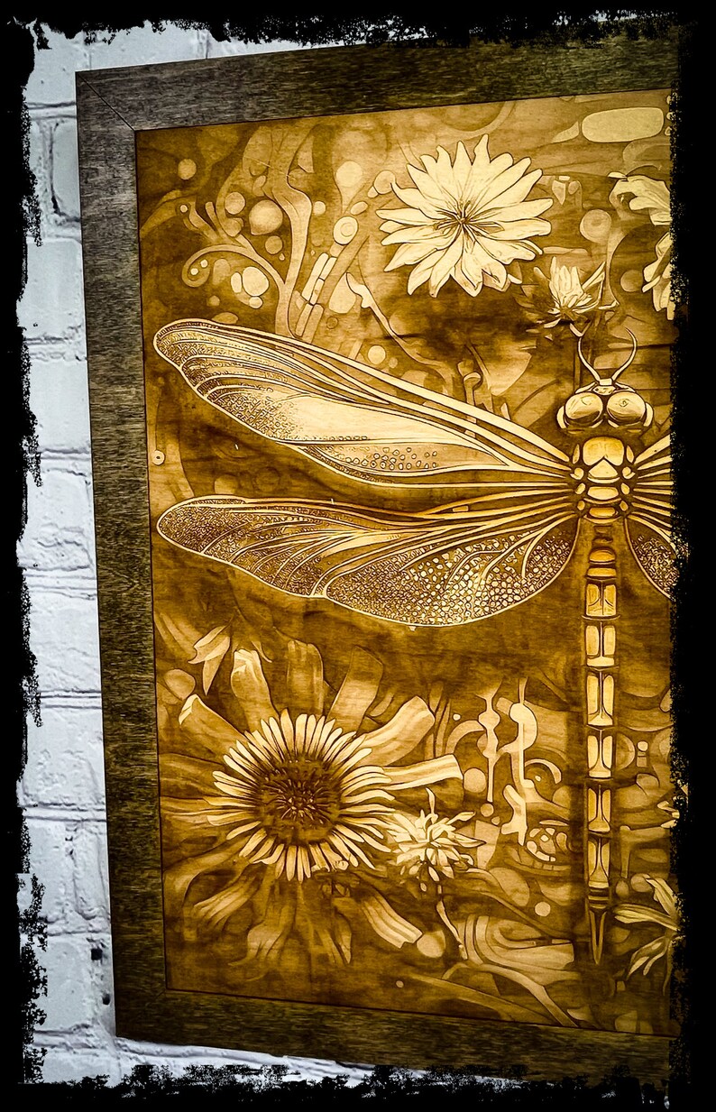 Laser Engraved Wooden Wall Art Dragonfly Design - Etsy