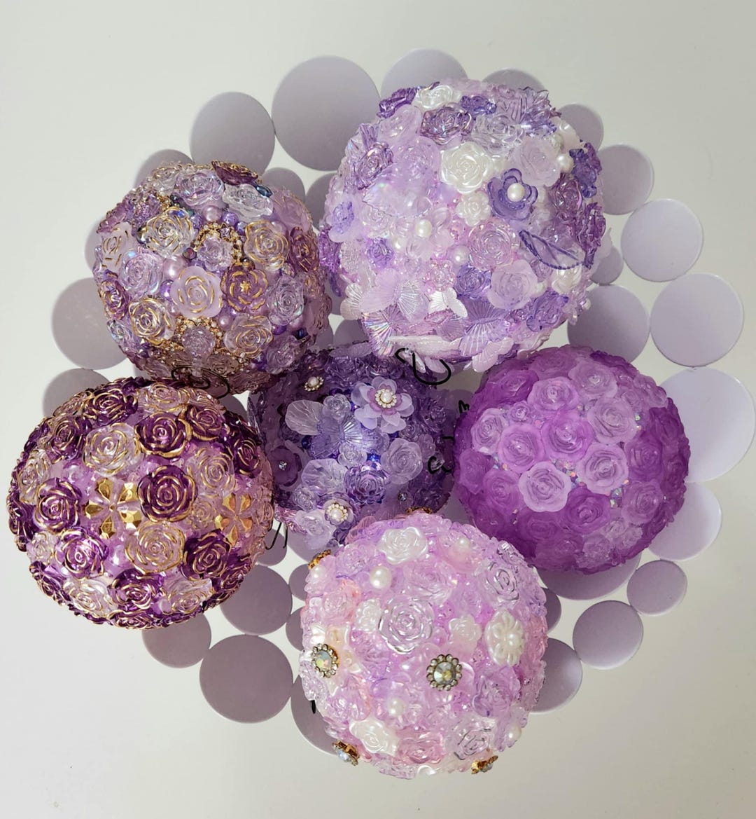 Shades of Purple and Lavender Set of 5 Orbs. Basket Not Included. One 5 ...