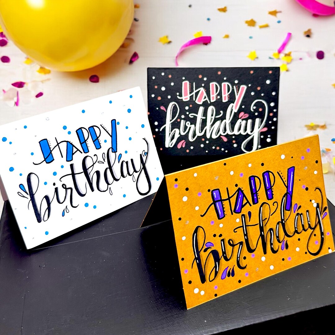 Customizable//handmade Happy Birthday Greeting Card//mutliple Color ...