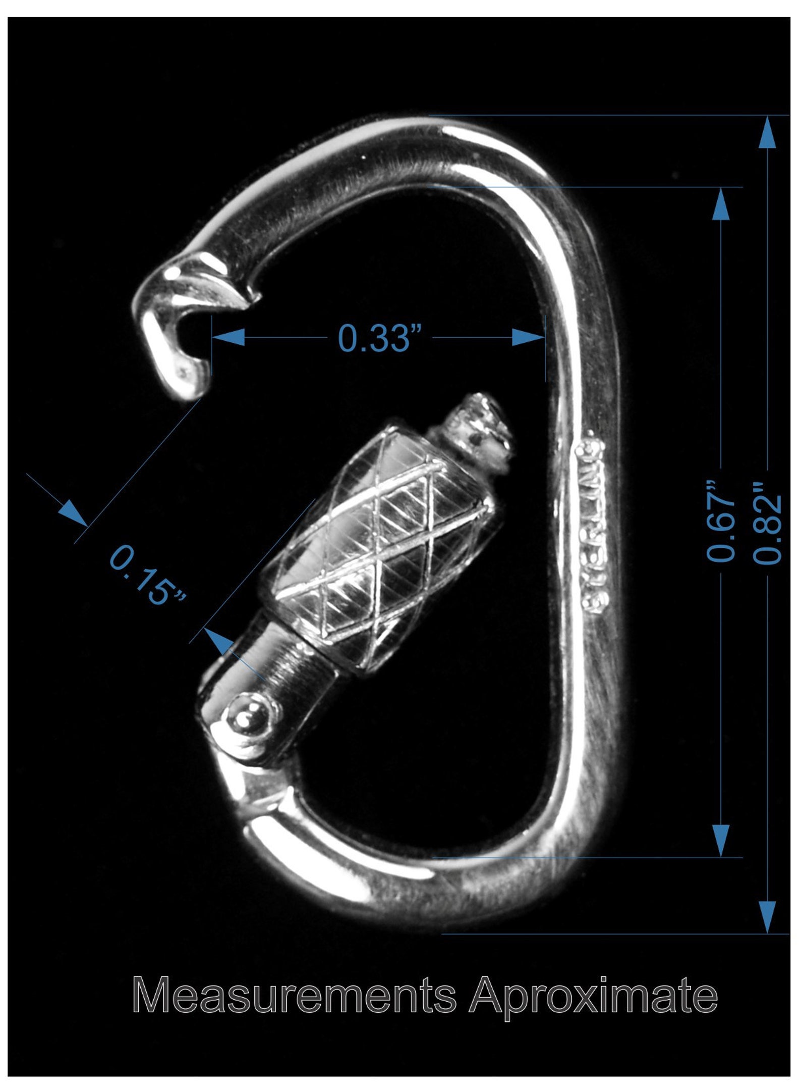 Functional Miniature Locking Carabiner Clasp Sterling Silver - Etsy