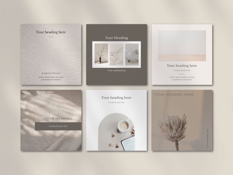 Neutral Aesthetic Social Media Templates | Canva Templates | Small ...
