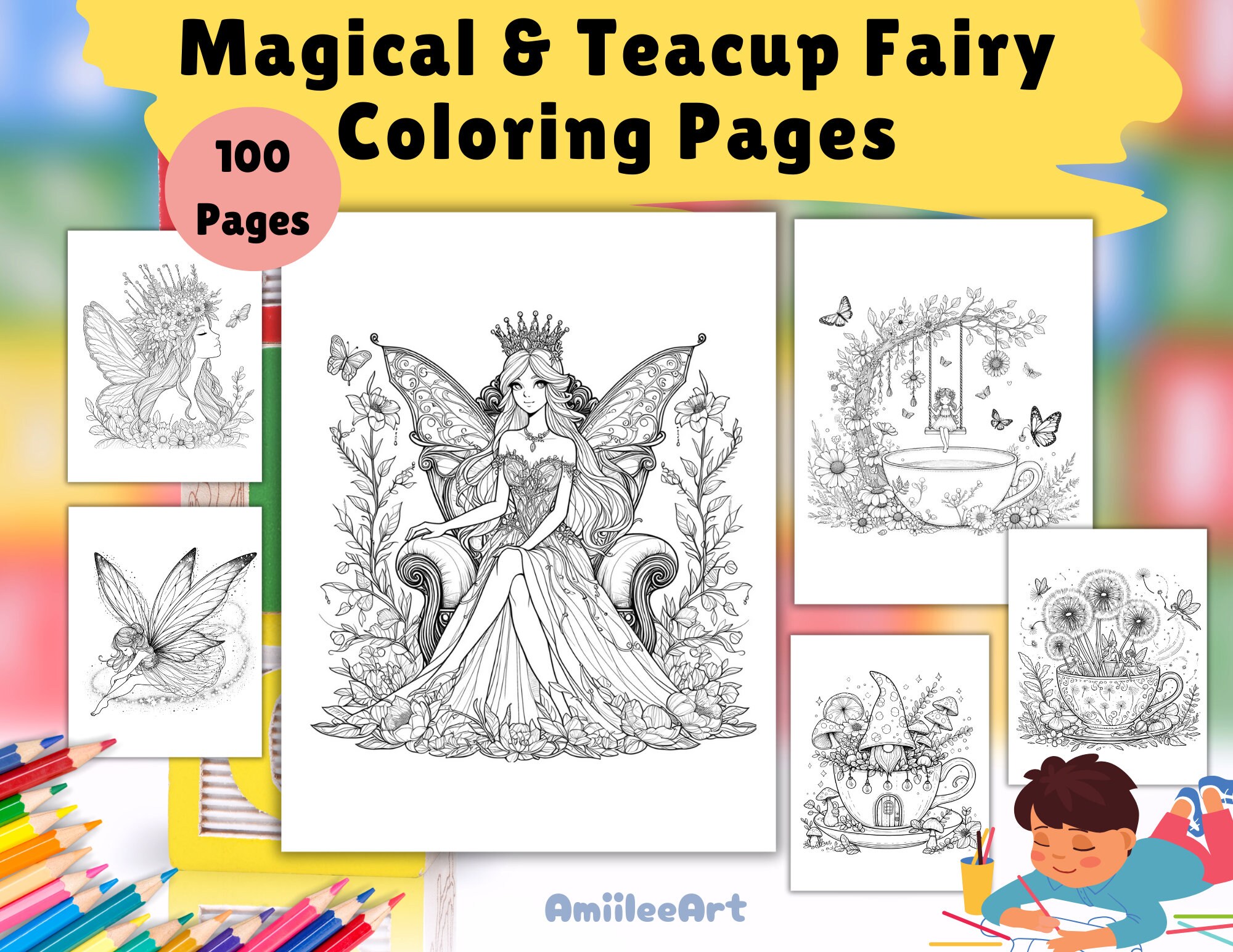 Fairy Coloring, Magical Fairy Coloring, Fairy Garden Teacup Coloring ...