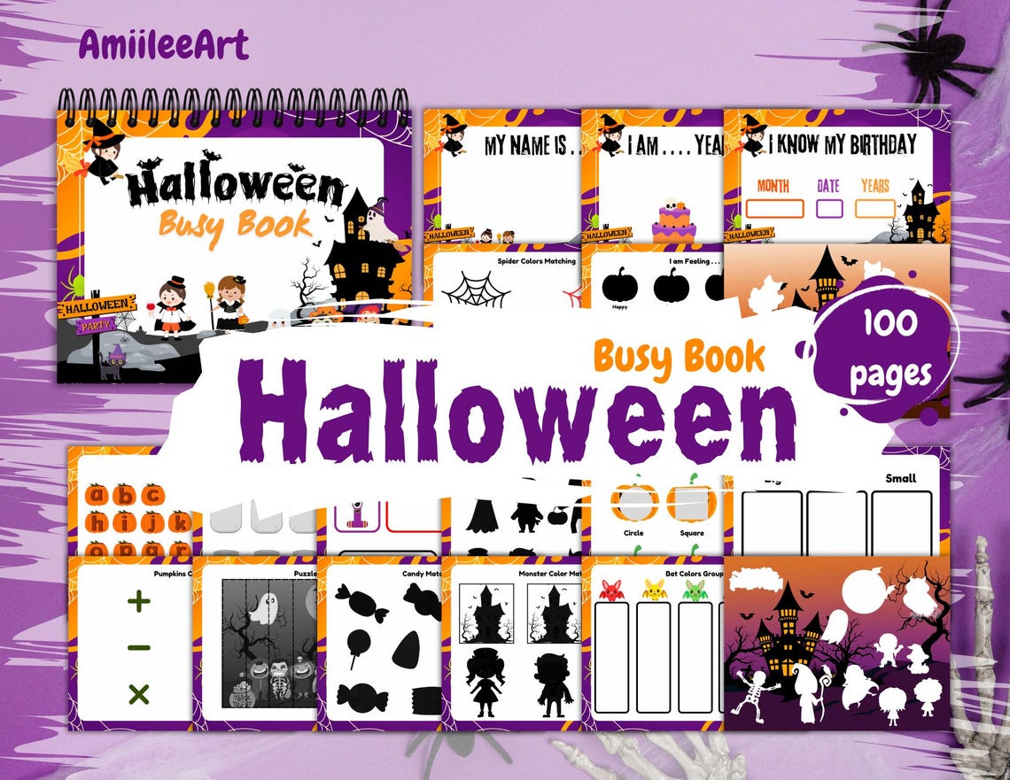 Halloween Busy Book: Toddler Learning Activities, Coloring Pages ...