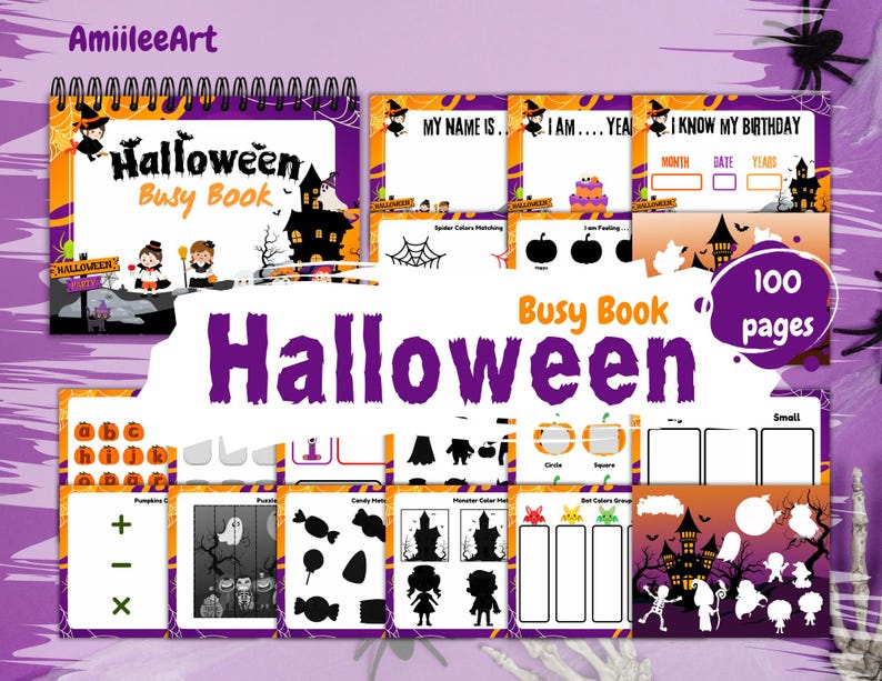 Halloween Busy Book: Toddler Learning Activities, Coloring Pages ...
