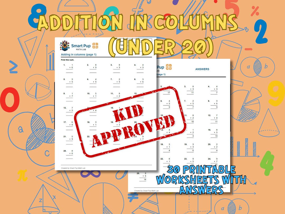 Addition in Columns, Printable Worksheets With Answers, Mathematics for ...