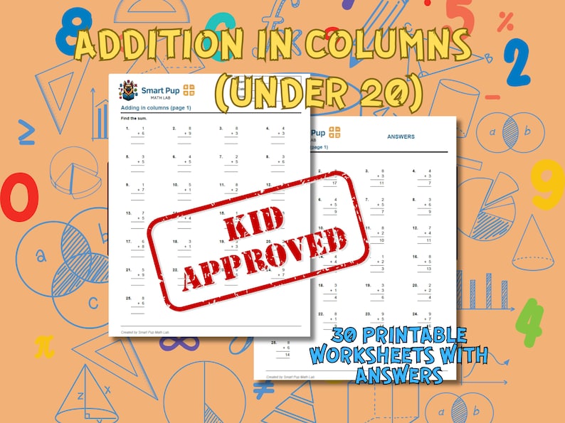 Addition in Columns, Printable Worksheets With Answers, Mathematics for ...