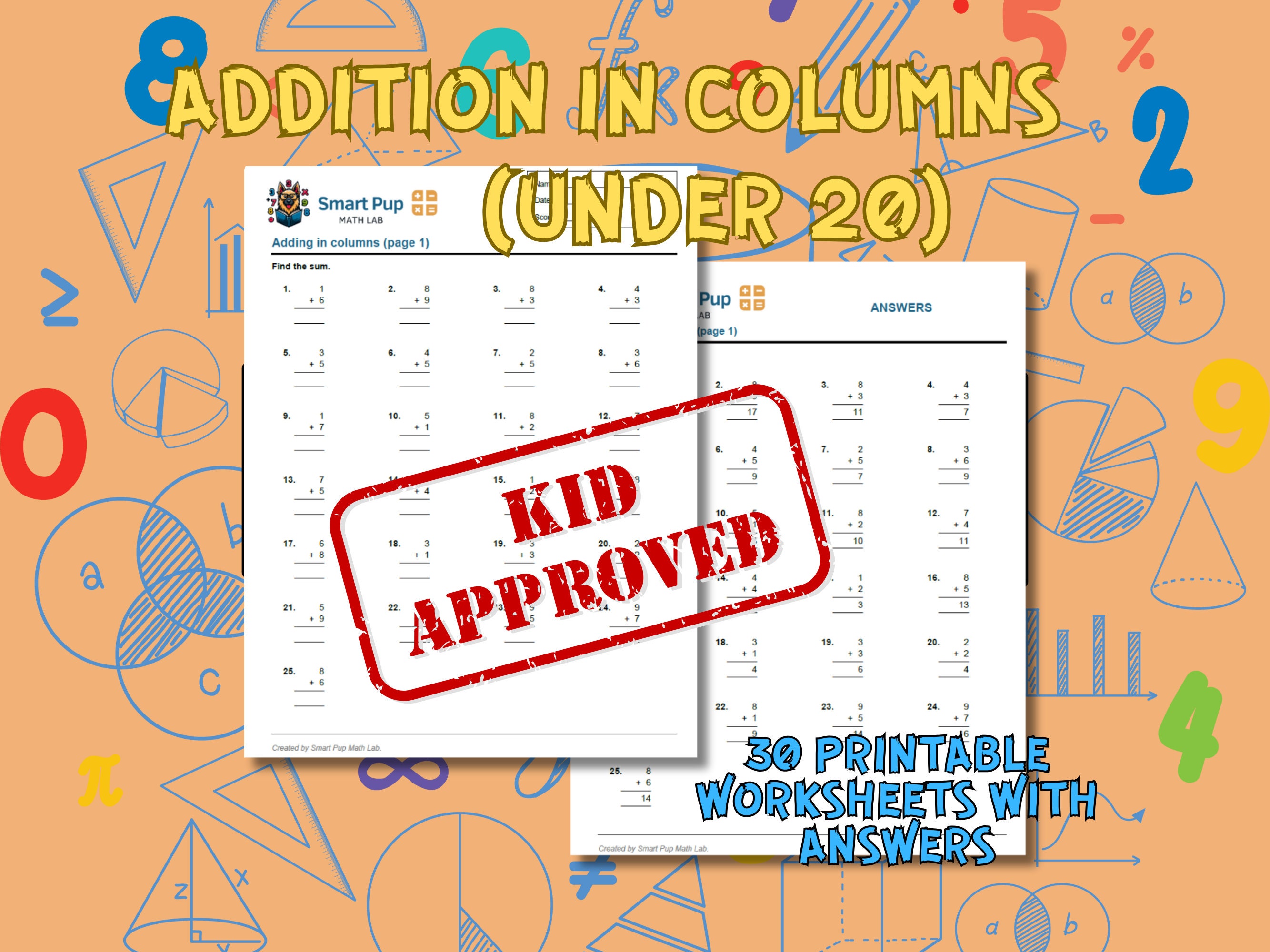 Addition in Columns, Printable Worksheets With Answers, Mathematics for ...