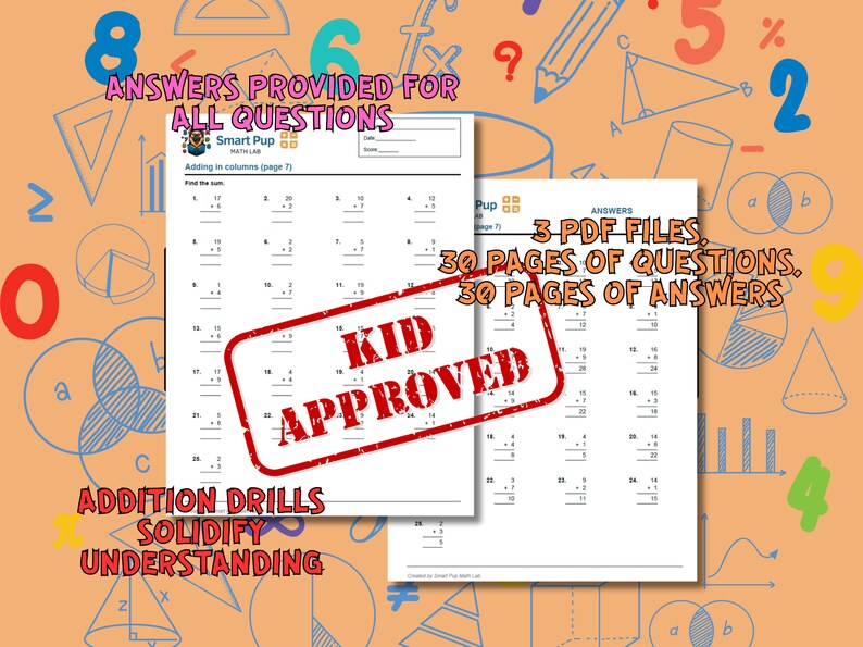 Addition in Columns, Printable Worksheets With Answers, Mathematics for ...
