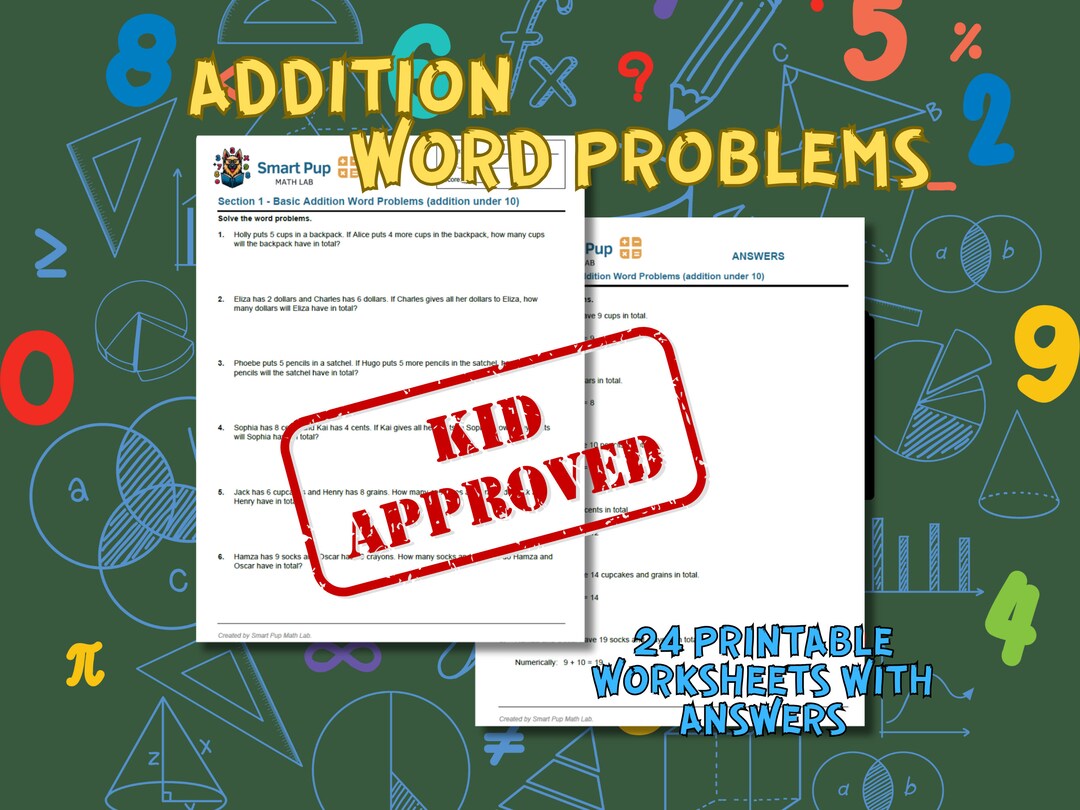 24 Addition Word Problem Worksheets With Answers, Mathematics for Kids ...