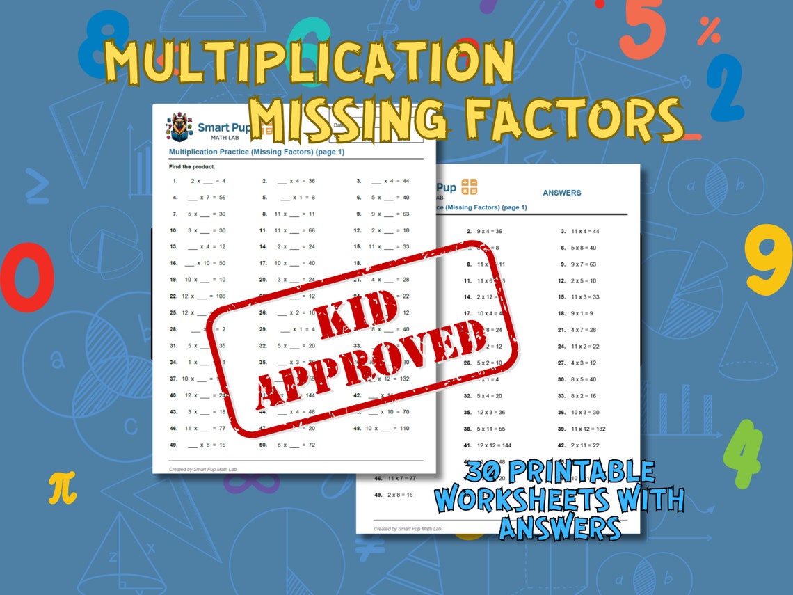 Multiplication Drills, Missing Factors With Answers, 30 Pages of Drills ...