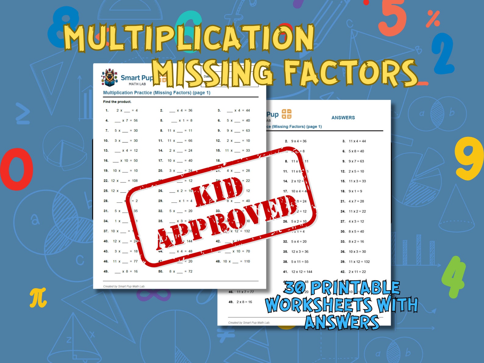 Multiplication Drills, Missing Factors With Answers, 30 Pages of Drills ...