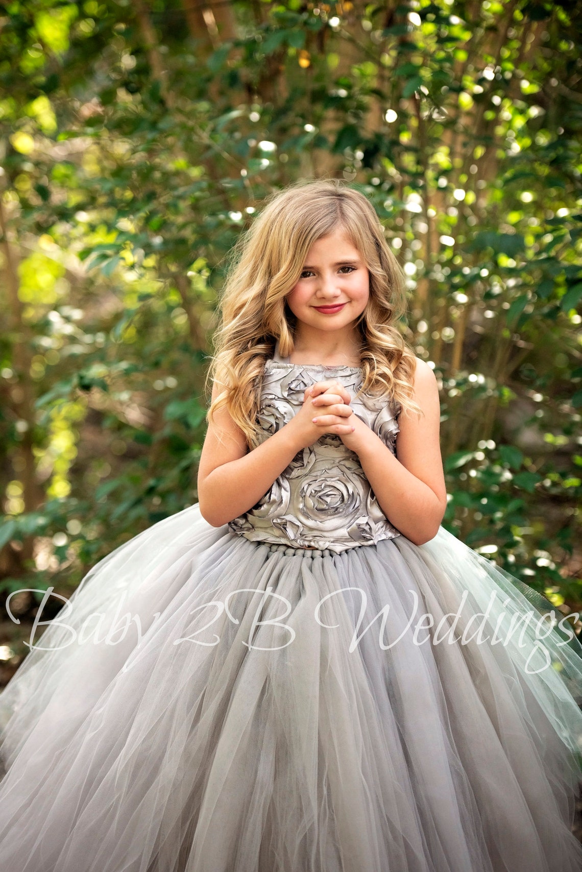 Silver Flower Girl Dress Mint Bustle Gray Dress Grey Dress - Etsy