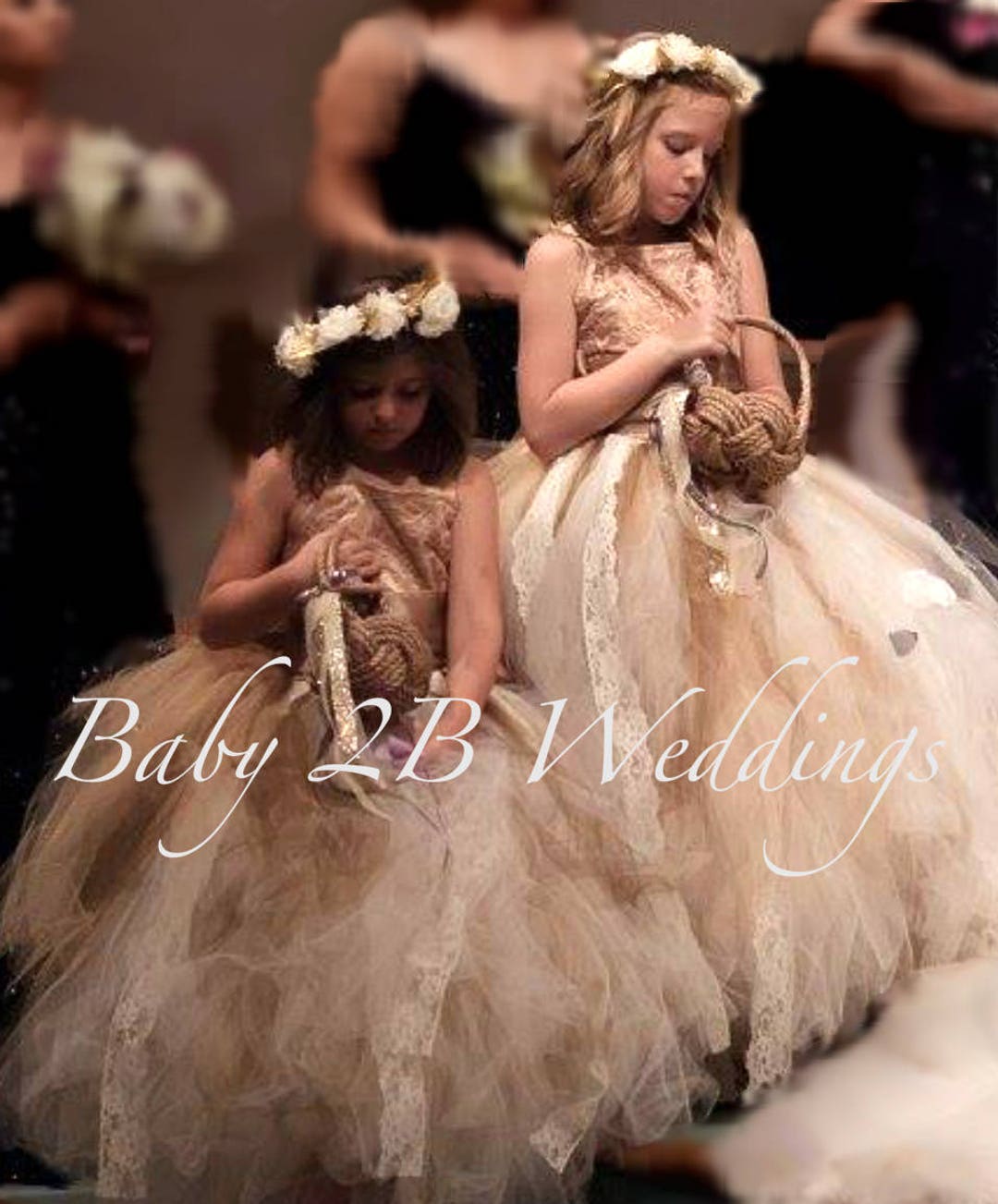 Cream Lace Dress Flower Girl Dress Party Dress Birthday Dress Dark Gold ...