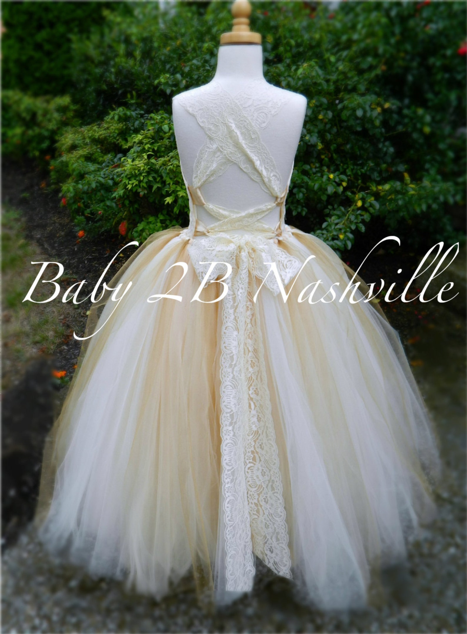 Champagne Lace Flower Girl Dress Cream And Gold Dress Tulle Etsy