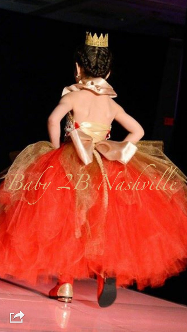 Red and Gold Princess Flower Girl Dress Winter Wedding Flower - Etsy