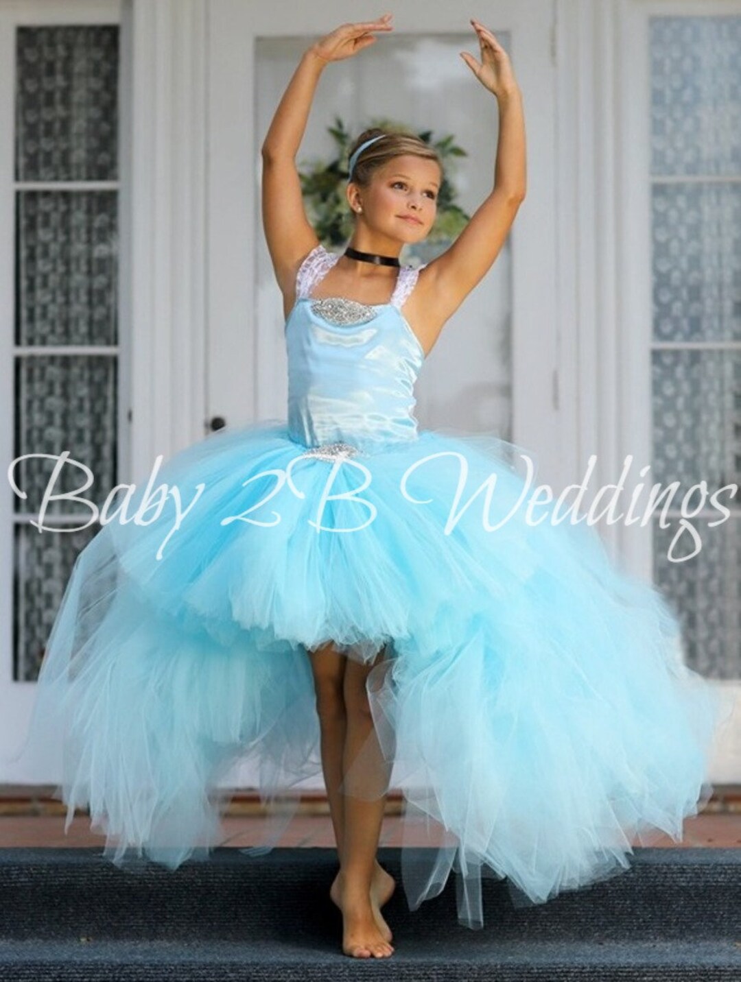 Hi Lo Princess Dress Satin Dress Flower Girl Dress Blue Dress - Etsy