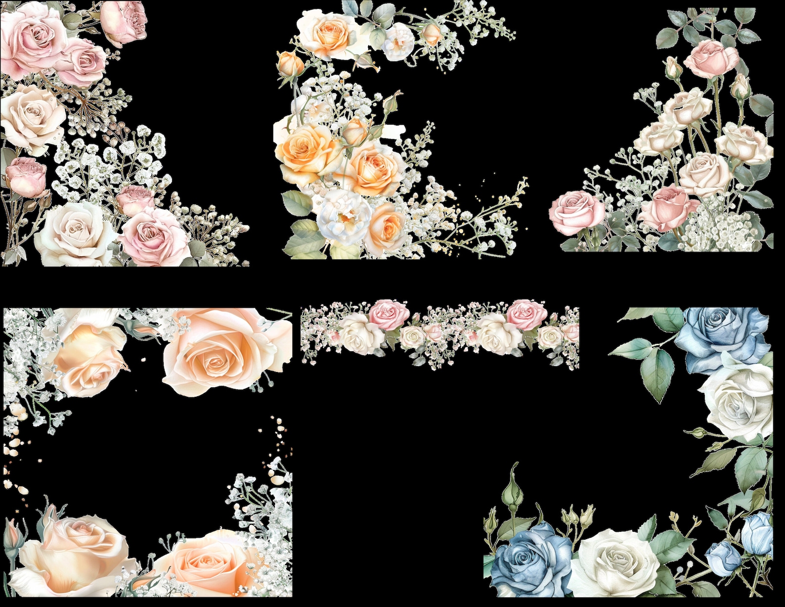 Roses Watercolor Clipart Set - Etsy