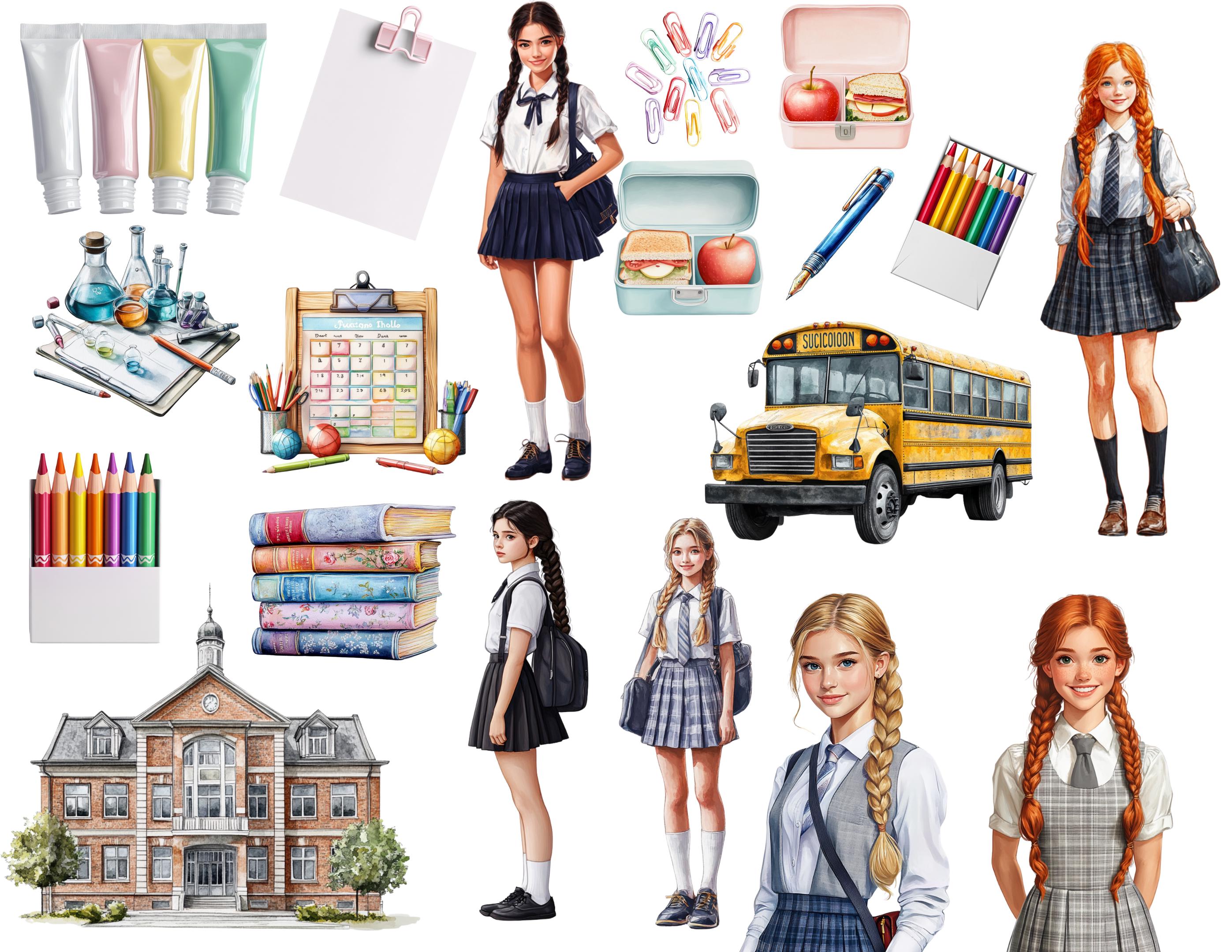 Back to School Digital Stickers,planner Stickers,watercolor School ...