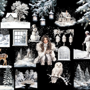 Winter Time,winter Watercolor Clip Art Stickers,first Snow,snowflakes ...