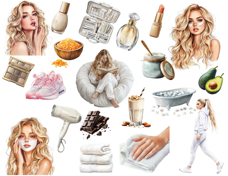 Self-care Clipart Bundle: Relax Time PNG Stickers (56 Pieces) - Etsy
