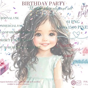 Birthday Party,watercolor Set,png,birthday Stickers,pastel Colors,cake ...