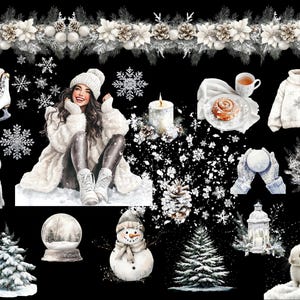 Winter Time,winter Watercolor Clip Art Stickers,first Snow,snowflakes ...