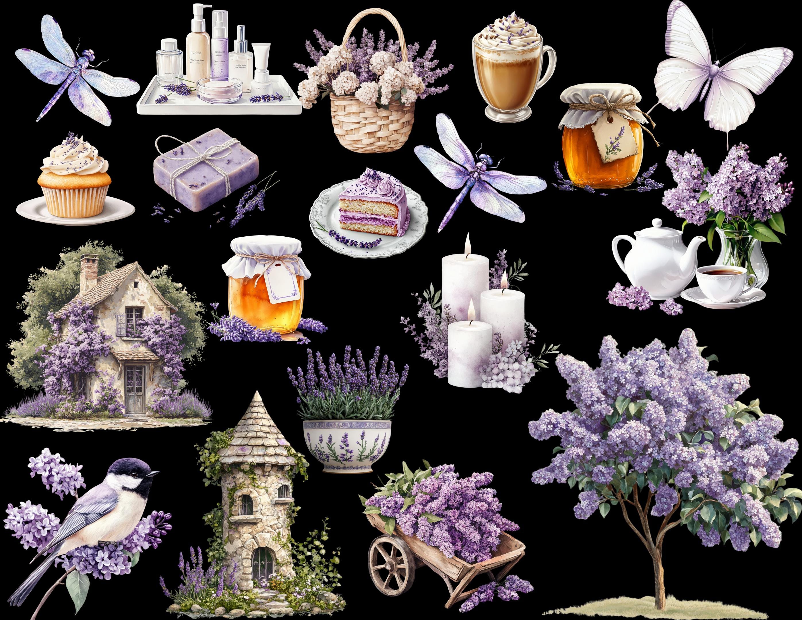 Lilac & Lavender Digital Stickers: Floral Clipart Set (PNG) - Etsy