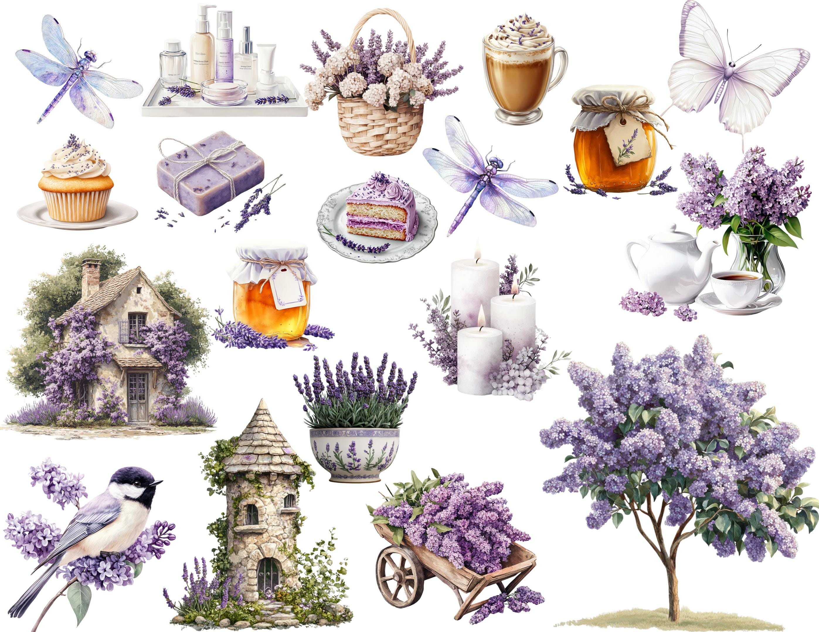 Lilac & Lavender Digital Stickers: Floral Clipart Set (PNG) - Etsy