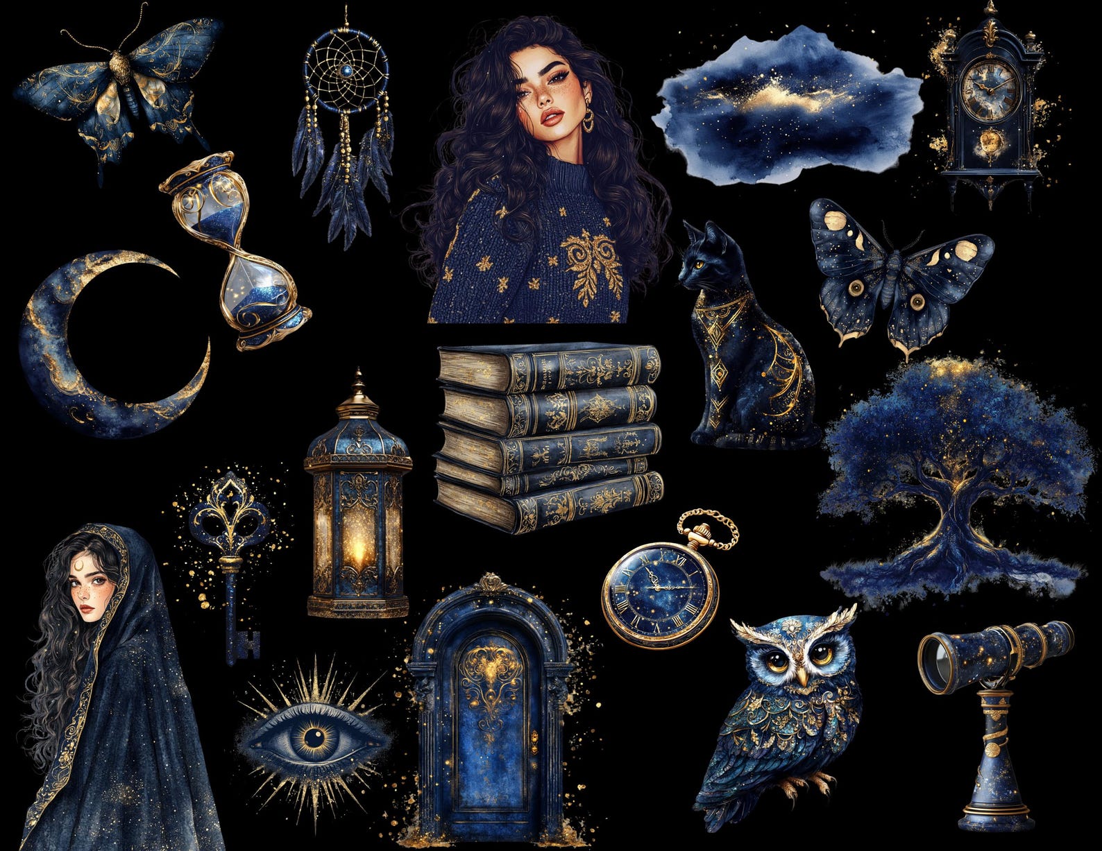 Celestial Nightfall, Digital Planner Stickers,constellation ,magic Clipart,sun,moon,png ...