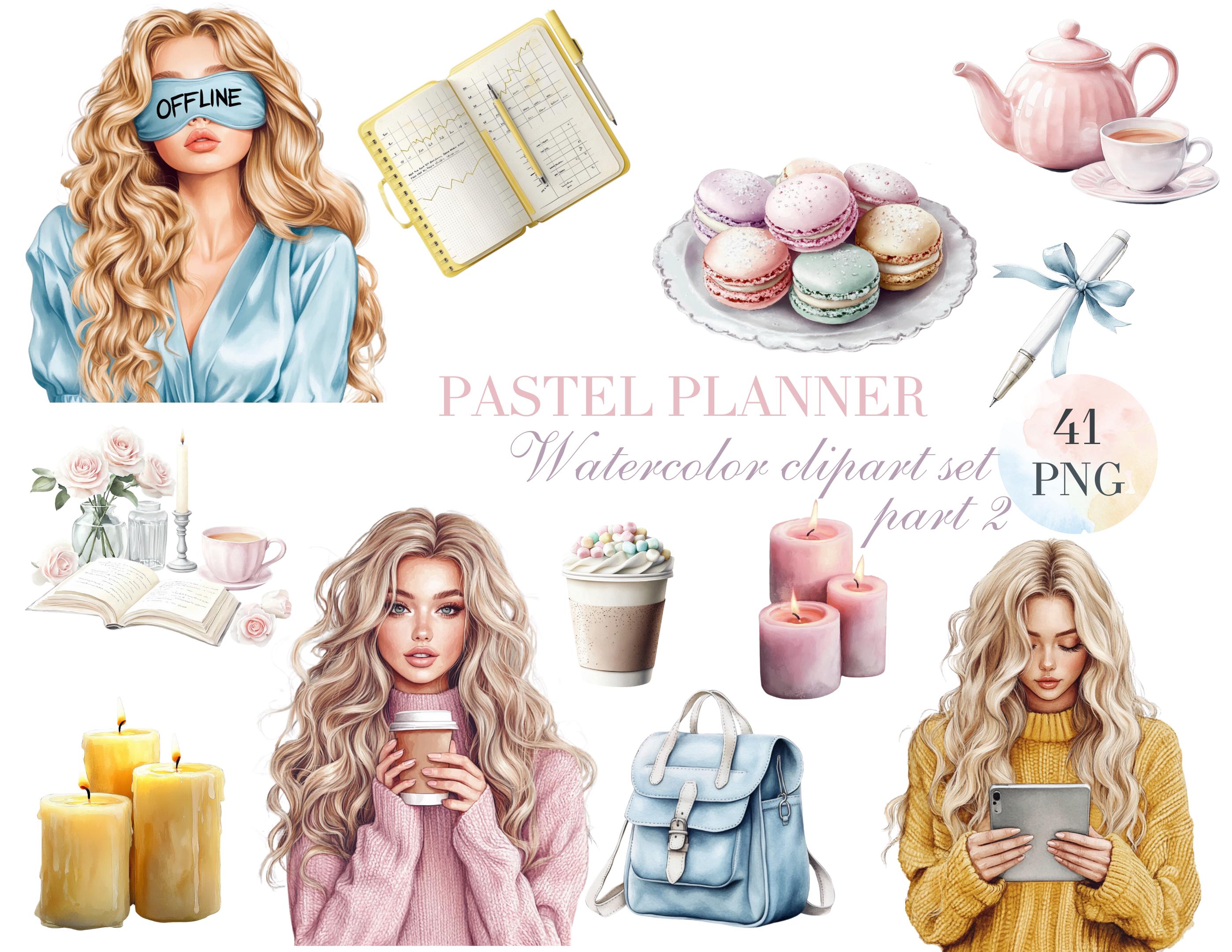 Planner Time,png,cozy Planner,pastel Colors,digital Clipart,planner ...