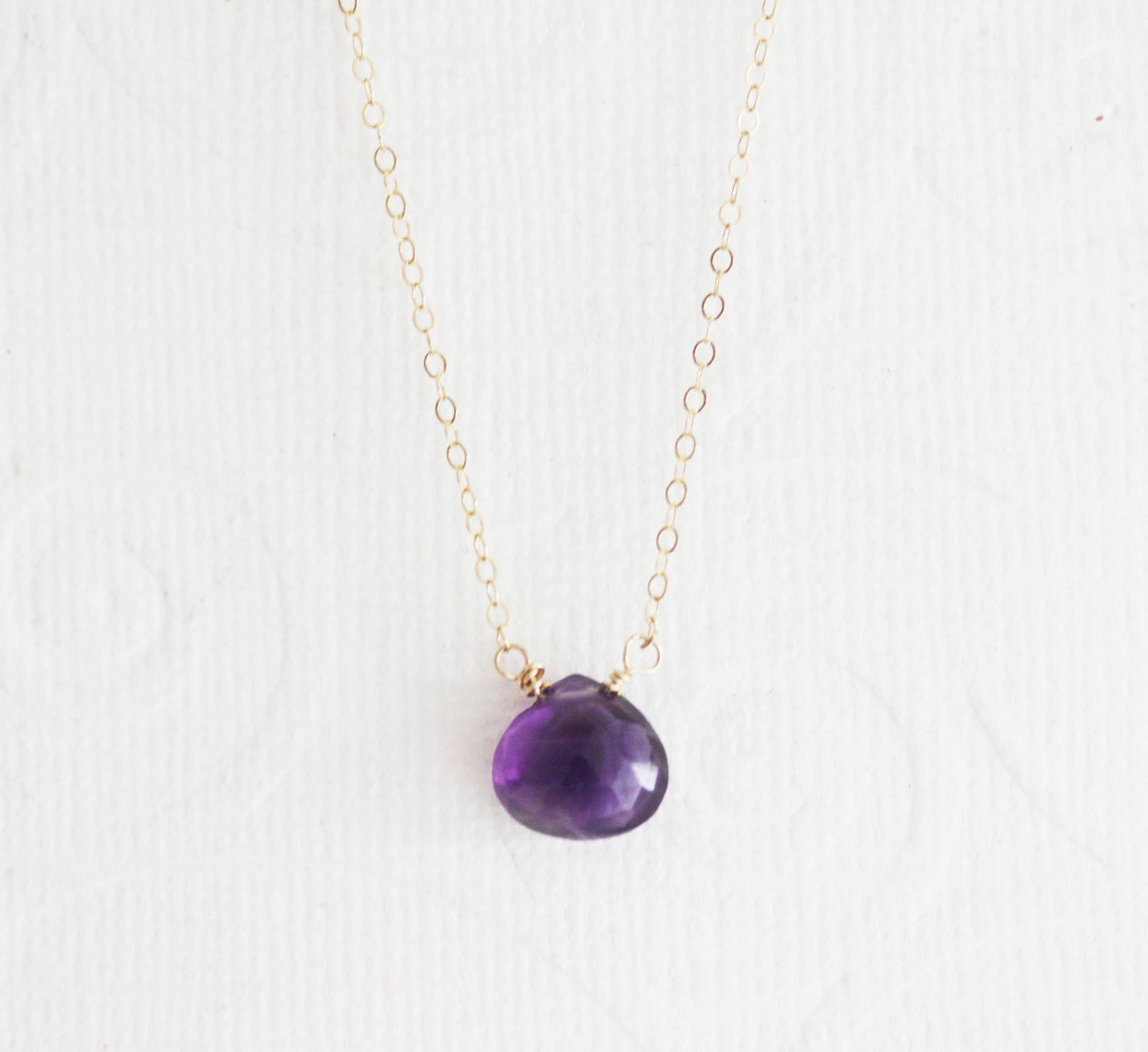 Amethyst Necklace Genuine Amethyst Pendant 14 Karat Gold Filled ...
