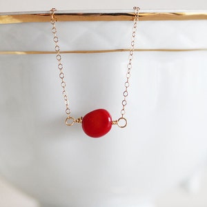 Coral Necklace Red Coral Choker Jewelry Tiny Coral Pendant Layering ...