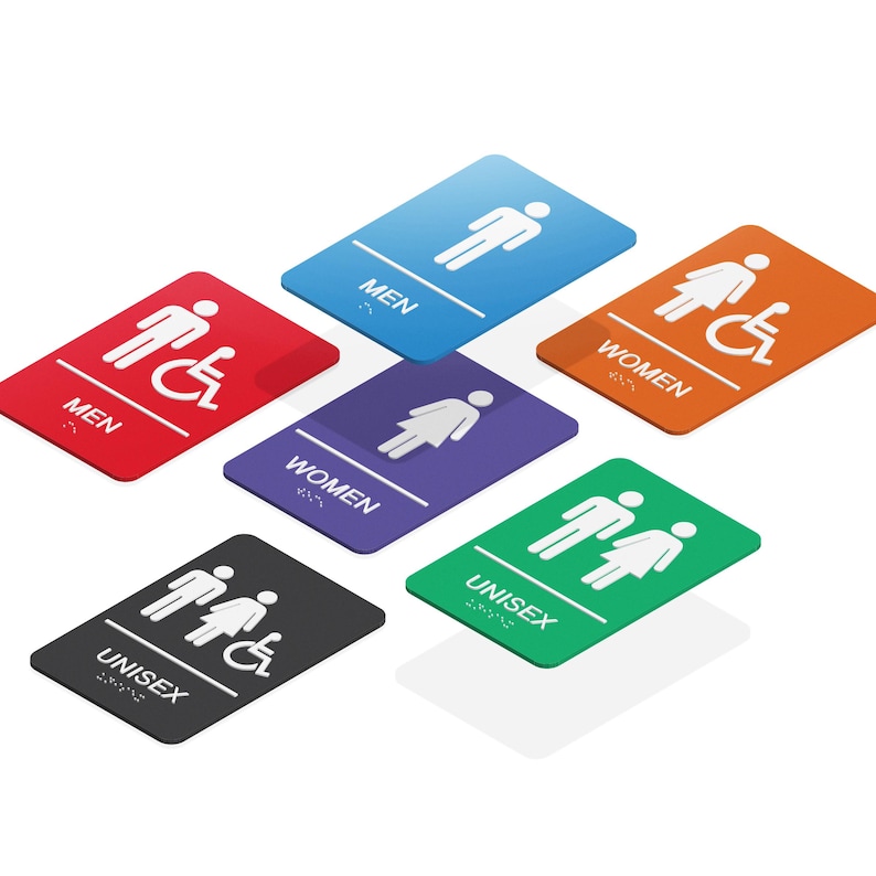 ADA Compliant Braille Restroom Sign Multiple Colors and Messages - Etsy