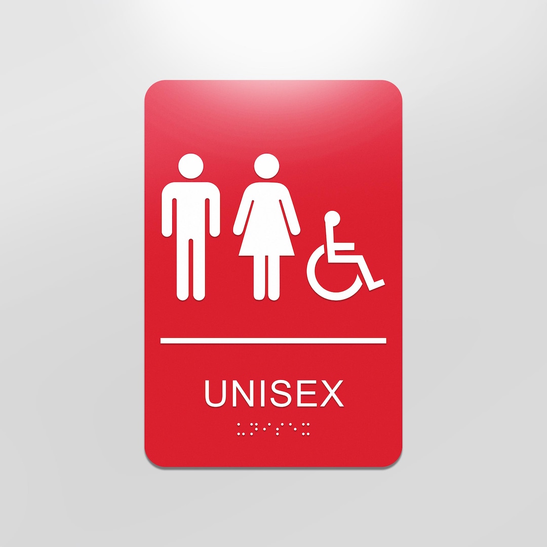 ADA Compliant Braille Restroom Sign Multiple Colors and Messages - Etsy