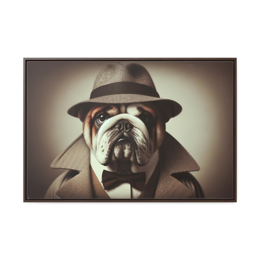 Canvas Wraps, Detective Bulldog Vintage Wall Art, Home Decor Print ...