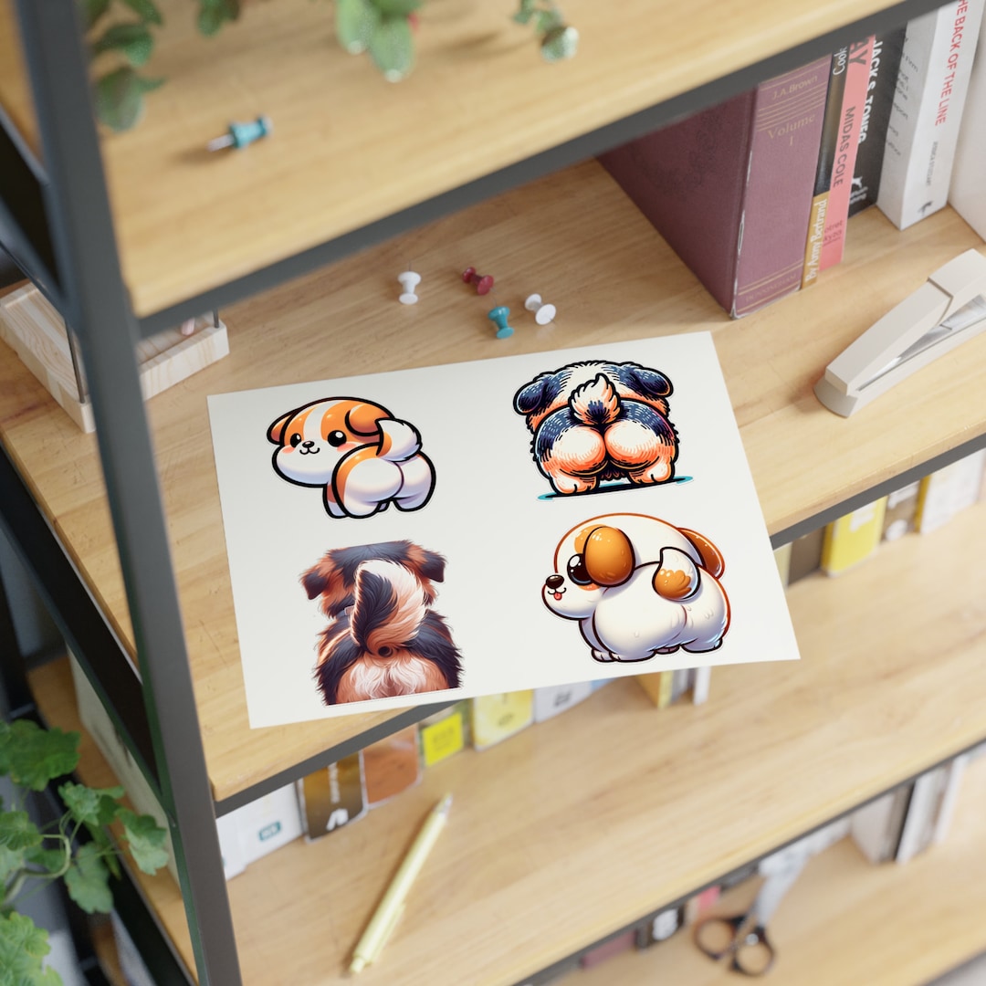 Cute Dog Butt Stickers - Set of 4 Adorable Canine Bum Decals , Perfect ...