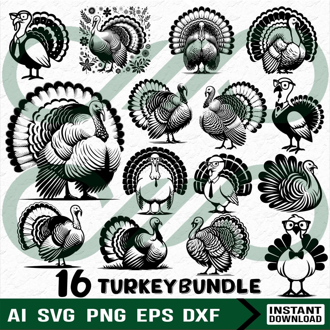 Turkey Svg Bundle, Wild Turkey Svg, Thanks Giving Turkey Svg, Gobbler ...