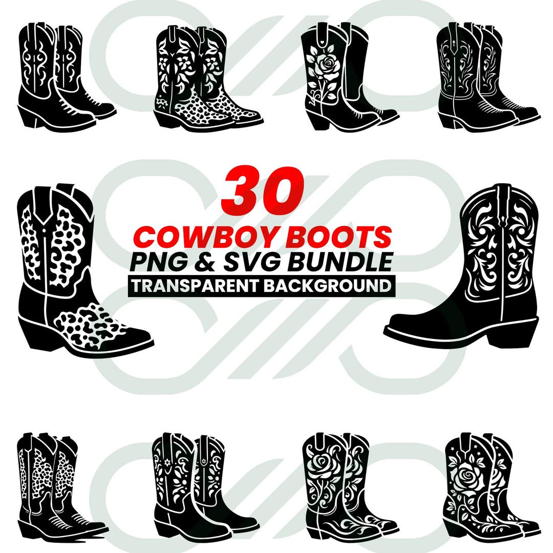 Cowboy Boots Bundle SVG PNG | Cowboy Svg Cutfiles for Cricut | Cowgirl ...