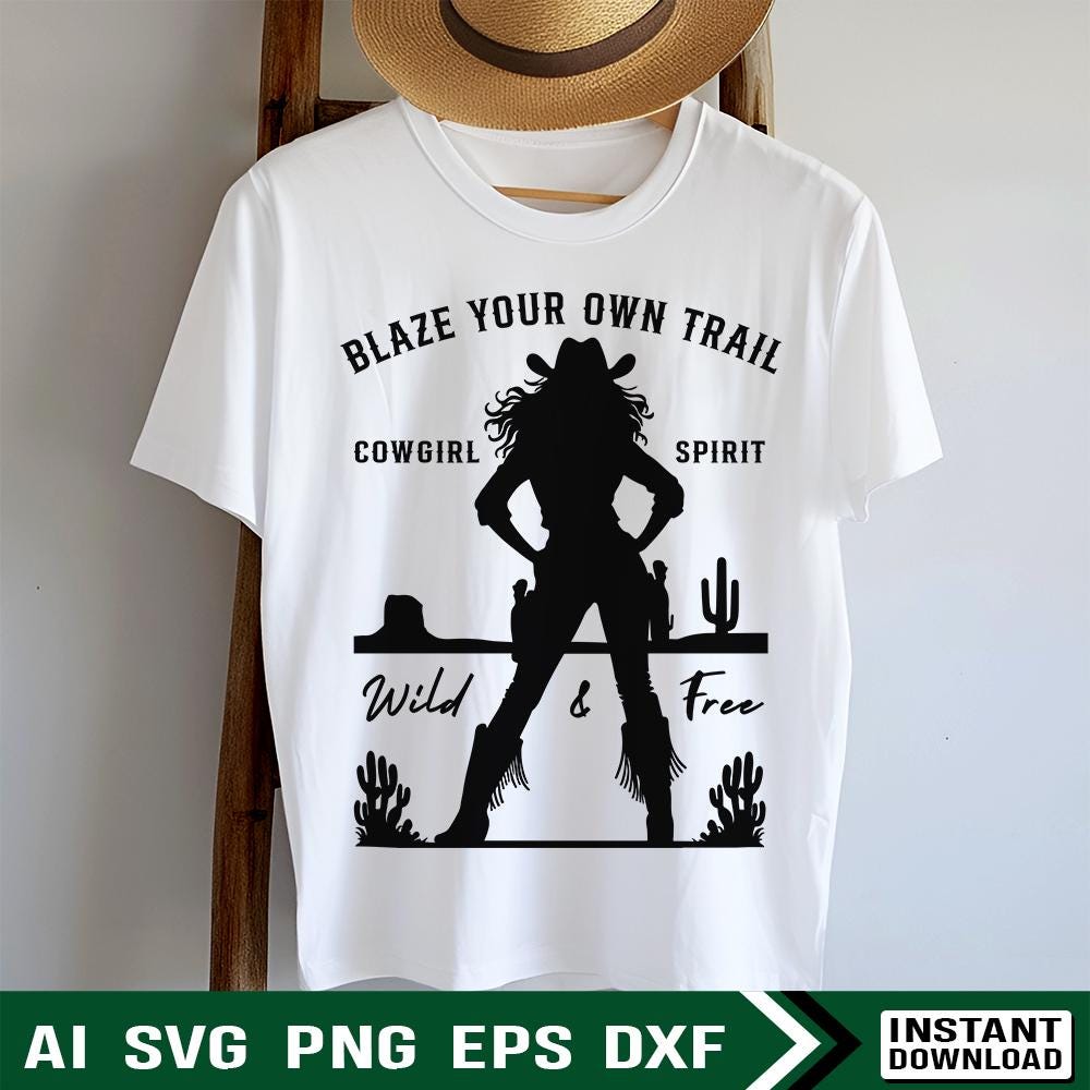Cowgirl Ai Dxf Eps Png Svg | Line Dance Silhouette and Svg Cutfiles for ...
