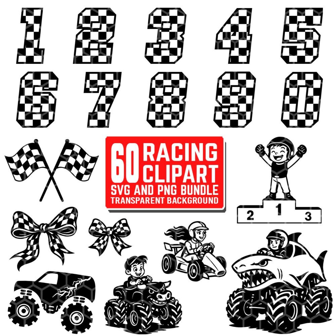 60 Racing SVG and PNG Clipart Bundle | Racing Design Silhouette and SVG ...