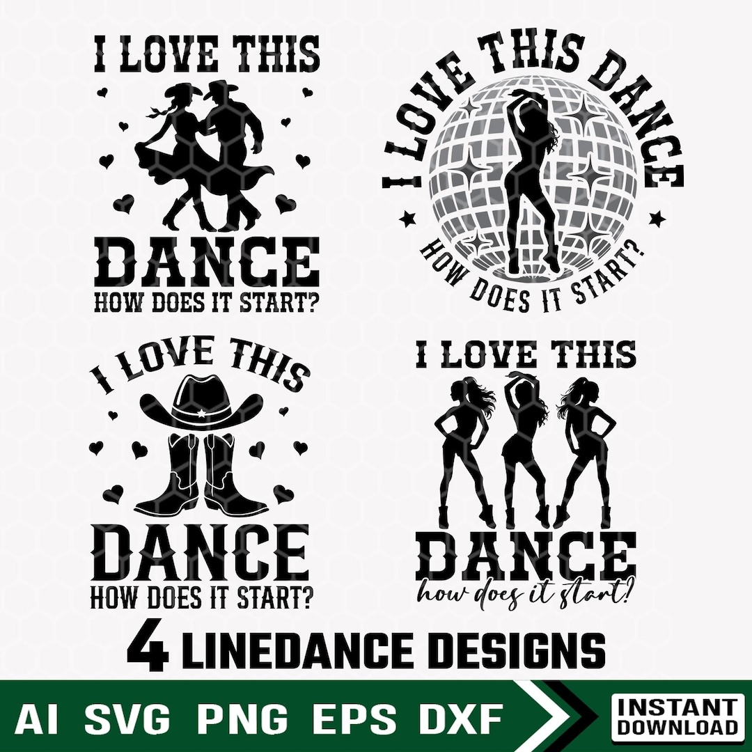 4 Designs Line Dance SVG and PNG | Line Dance Silhouette and Svg ...