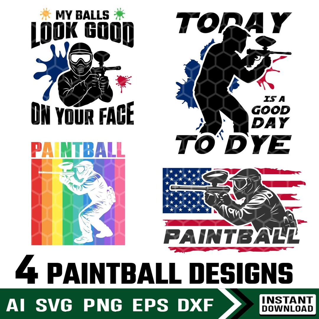 4 Paintball SVG PNG Bundle Designs | Paintball Silhouette and Svg ...