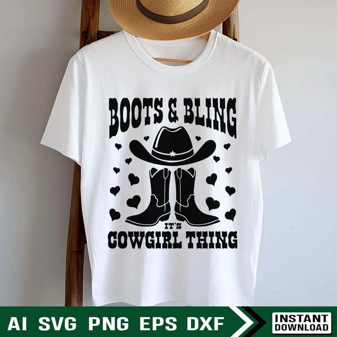 Boots and Bling Its Cowgirl Thing SVG PNG | Line Dance Svg Cutfiles for ...