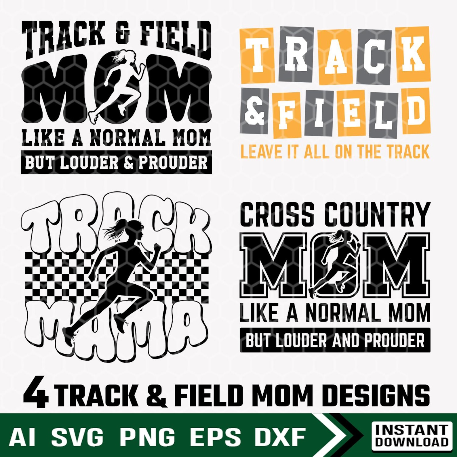 4 Designs Track and Field Mom Bundle SVG and PNG | Track and Field ...