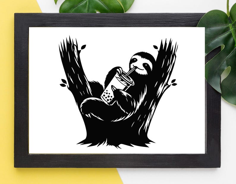 Sloth Svg Bundle, Sloth Svg Cricut File, Cute Sloth Svg, Sloth Sipping ...