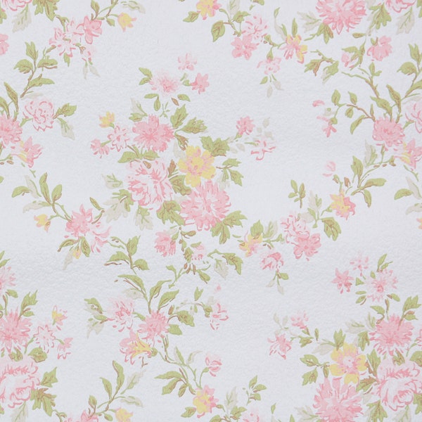 Floral Yellow And Pink Wallpaper Etsy