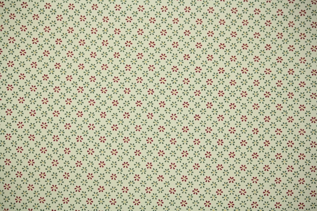 1950s Vintage Wallpaper by the Yard - Red and Green Tiny Flowers on ...