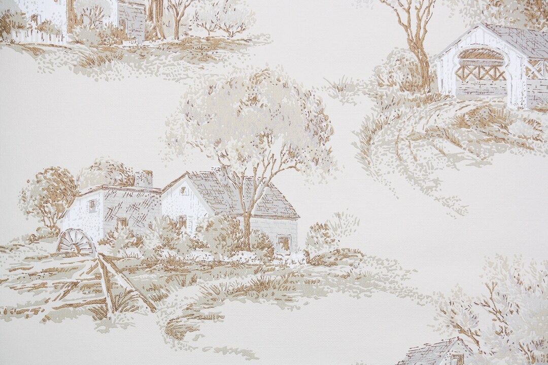 1960s Vintage Wallpaper by the Yard Scenic Vintage Wallpaper With ...
